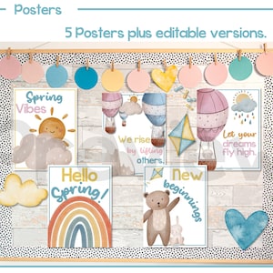 Hot Air Balloons Spring Bulletin Board & Interactive Classroom Decor ...