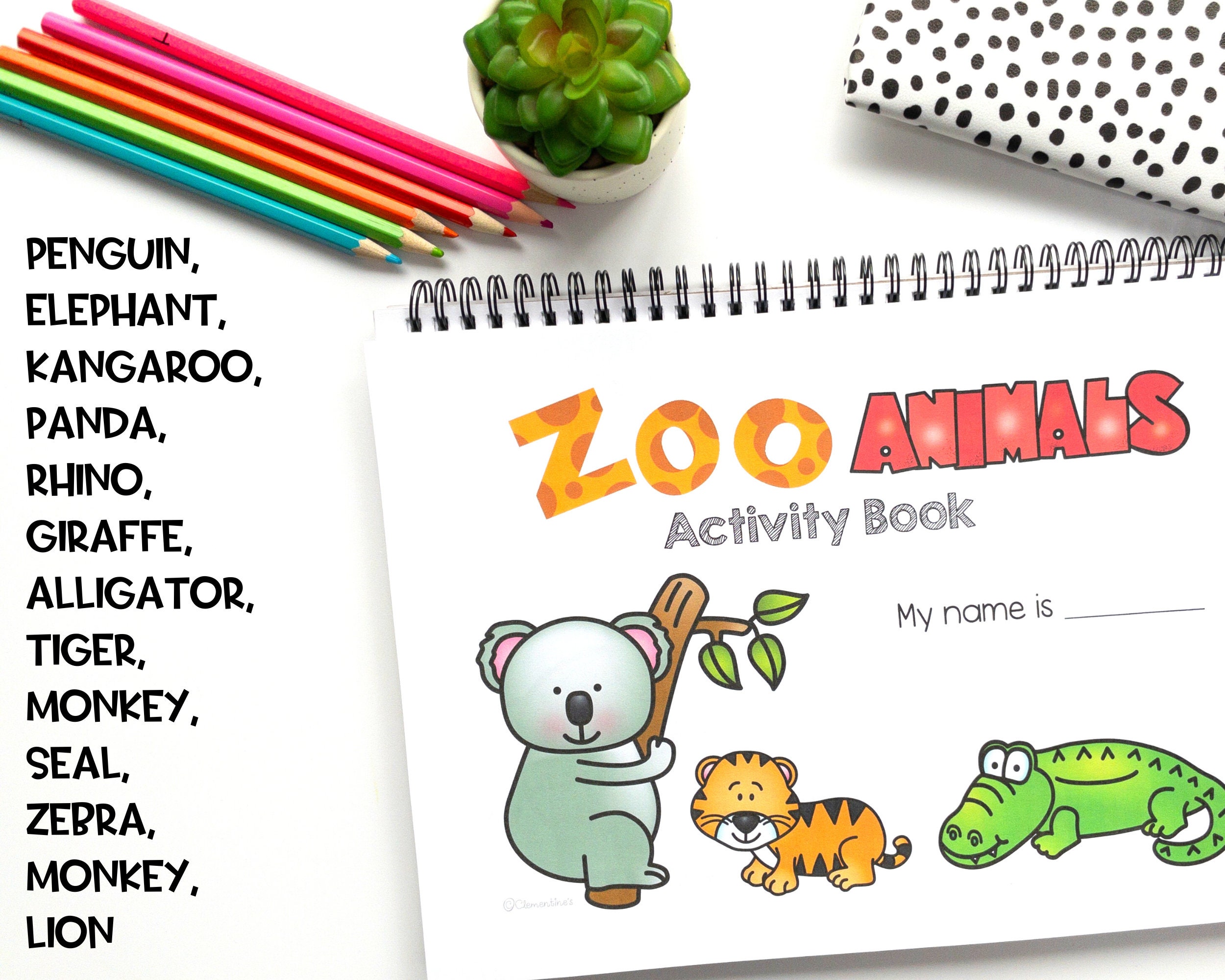 Zoo Animals Learning Pack Kindergarten, Preschool & Young Learners ...