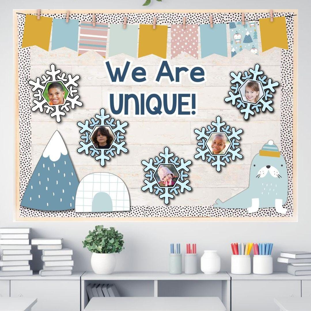 Snowflake Winter Bulletin Board & Classroom Decor Kit + Editable ...