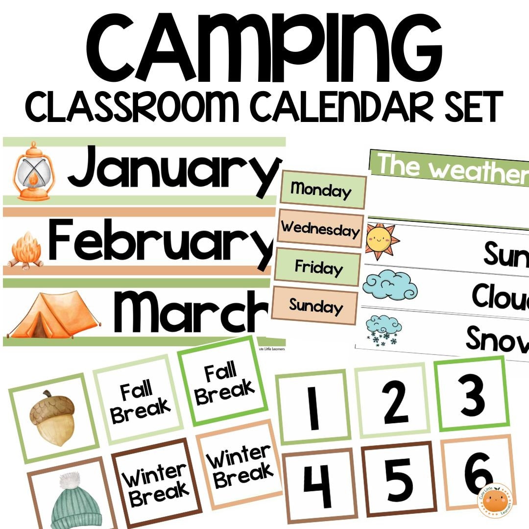 Classroom Calendar Camping Themed Back to School Bulletin Board ...