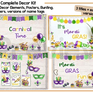 Mardi Gras Bulletin Board, Door Decor & Classroom Decor Posters ...