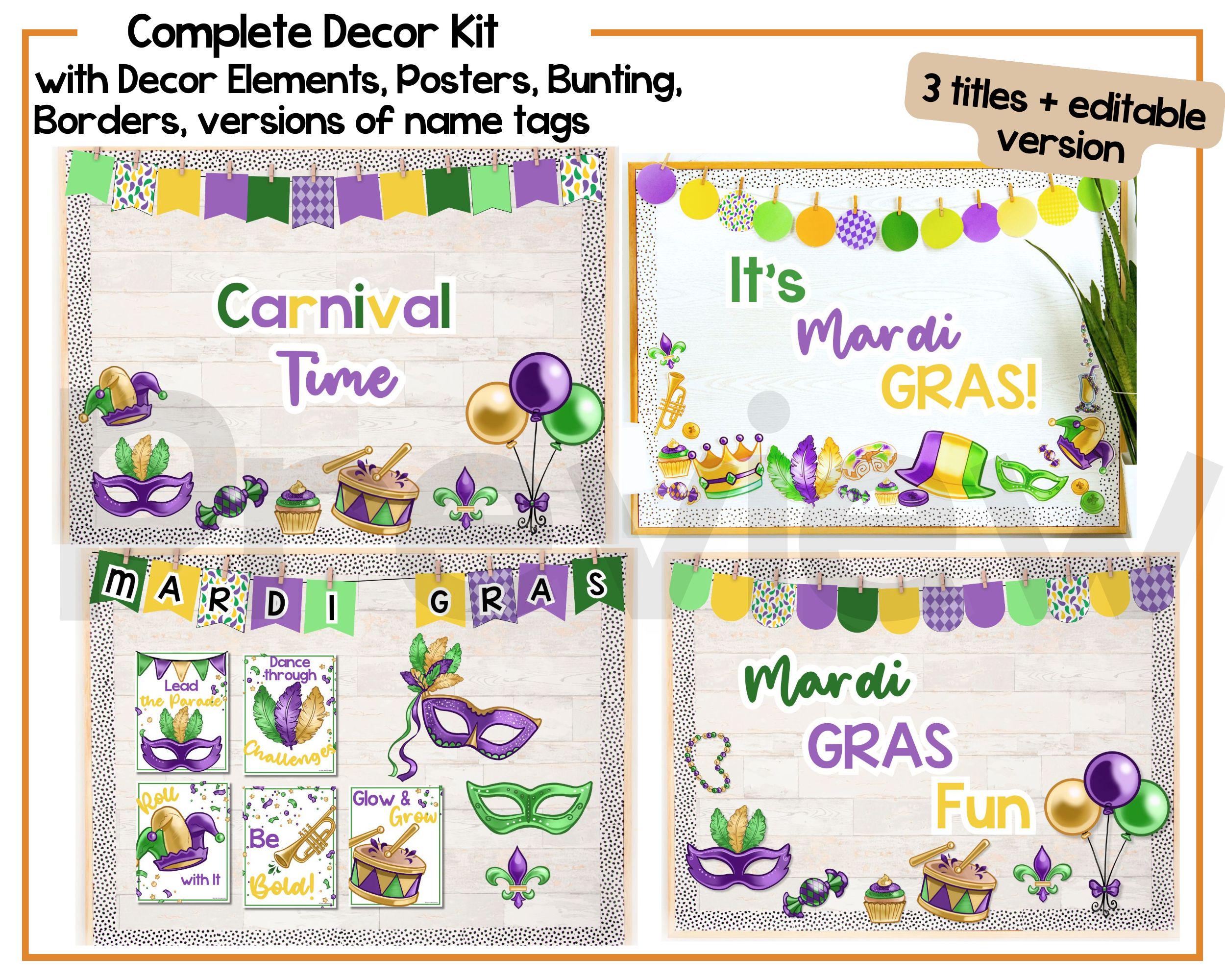 Mardi Gras Bulletin Board, Door Decor & Classroom Decor Posters ...