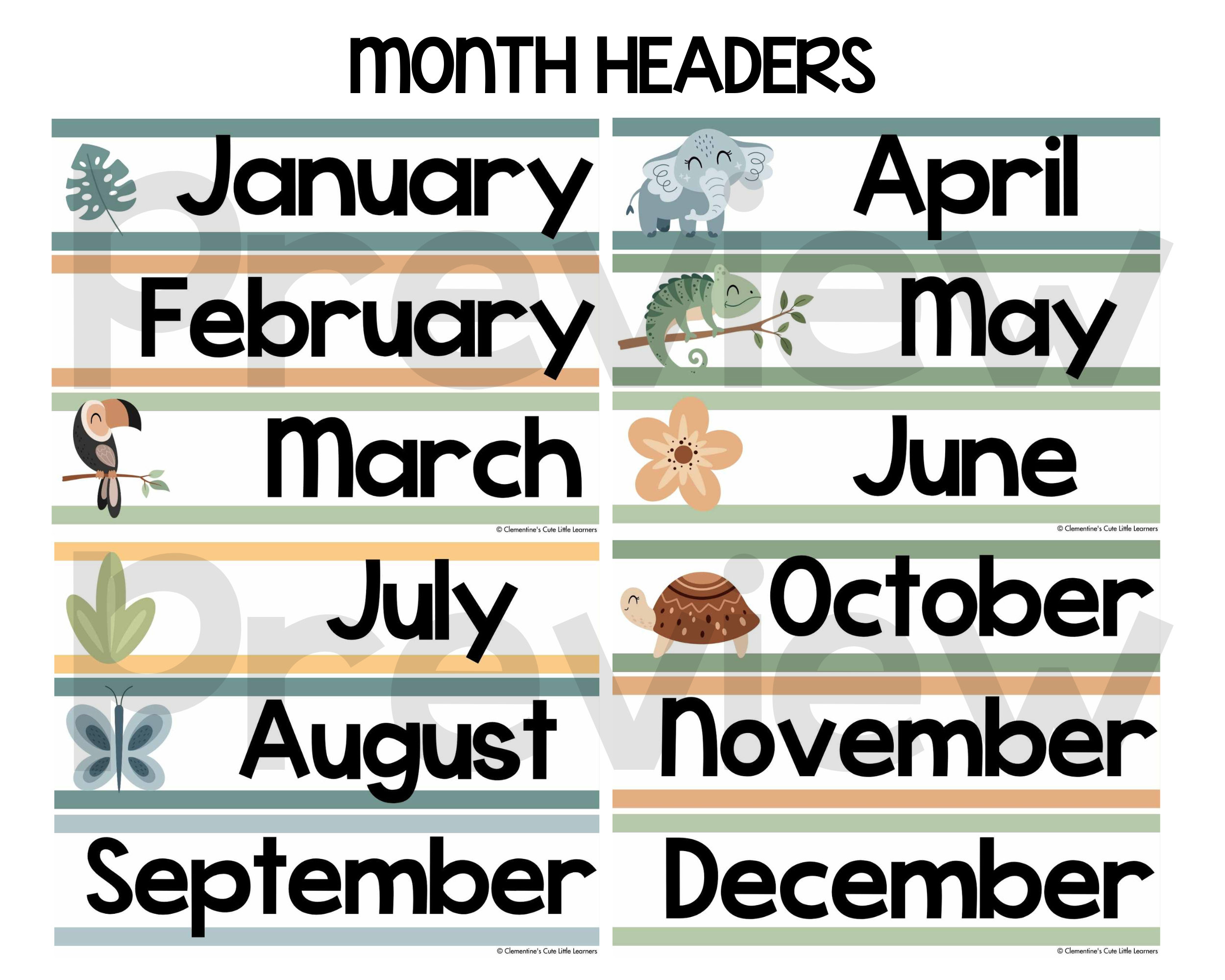 Classroom Calendar Jungle Safari Themed Back to School Bulletin Board ...