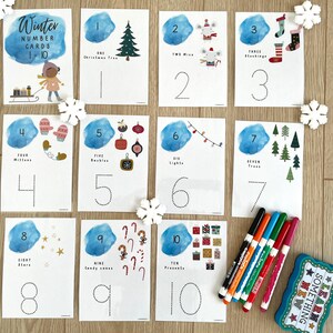 Alphabet Watercolor Winter Tracing Cards, A-Z & Numbers 1-10 for Fun ...