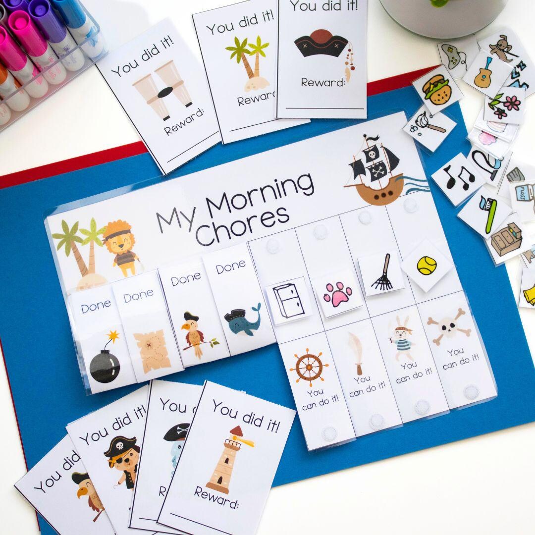 Printable Flip Routine Chart, Editable Morning, Evening, Bedtime Flip ...