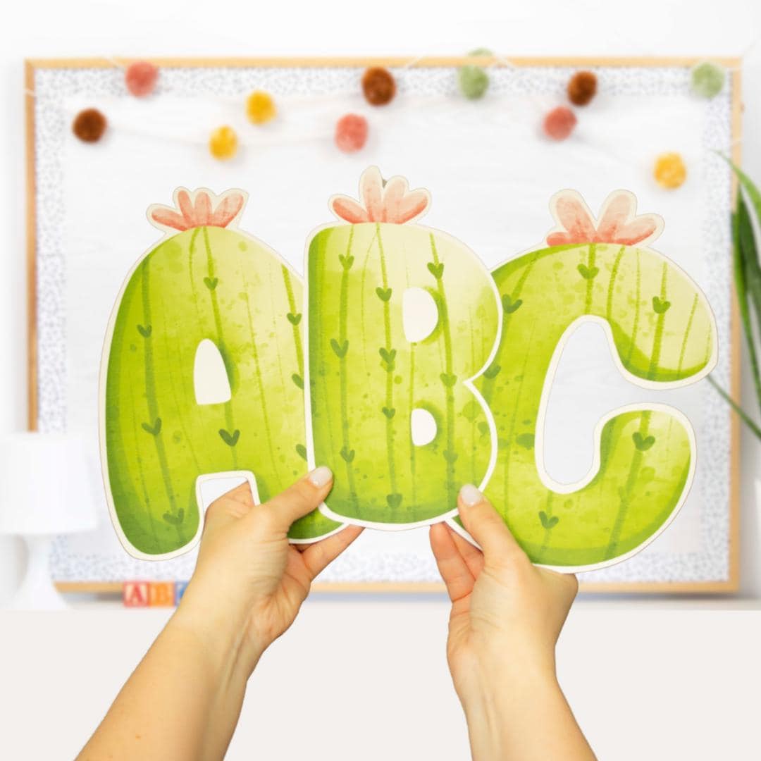 Cactus Letters and Numbers | Editable Bulletin Board and Door Titles ...