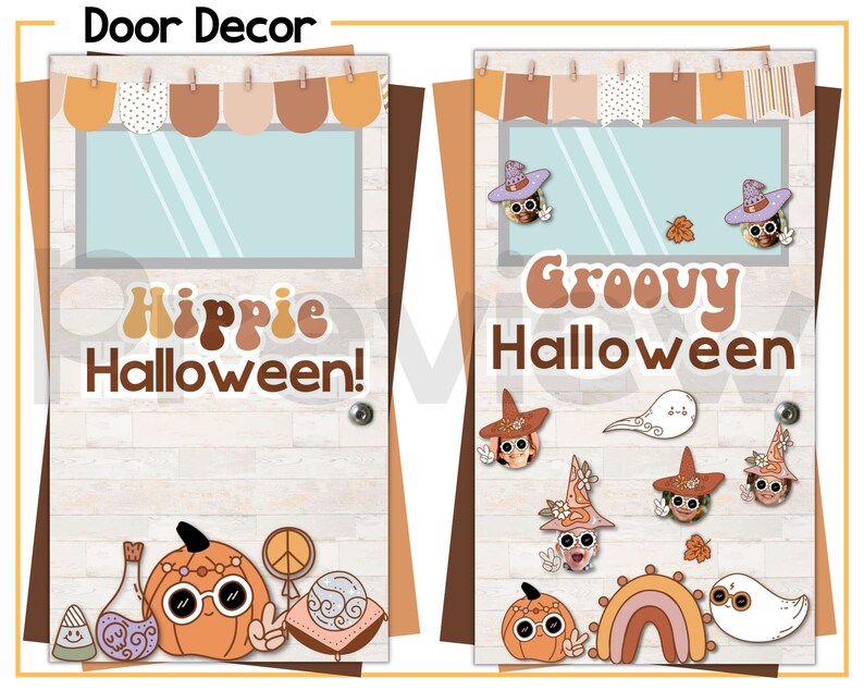 Retro Groovy Halloween Classroom Decor and Bulletin Board Kit Editable ...