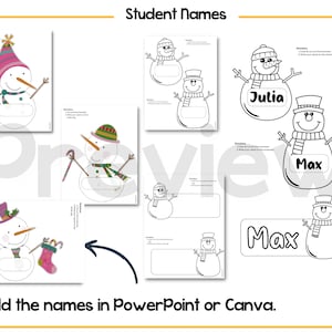 Winter Snowmen Bulletin Board & Classroom Decor Editable Versions ...