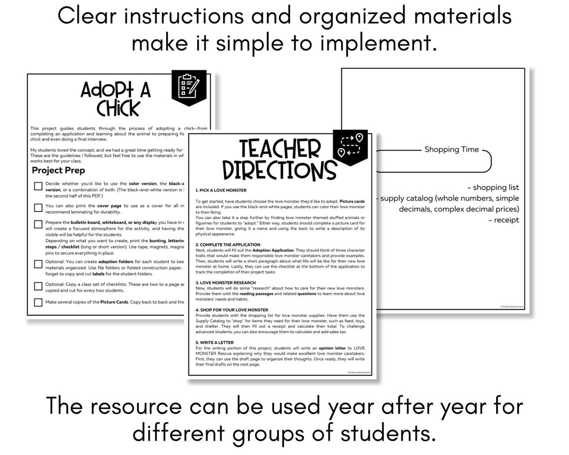 Adopt a Chick Project Based Learning, Printable Spring and Easter ...