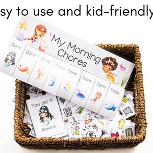 Printable Chore Charts Mermaid Themed, Editable Visual Schedule & Chore ...