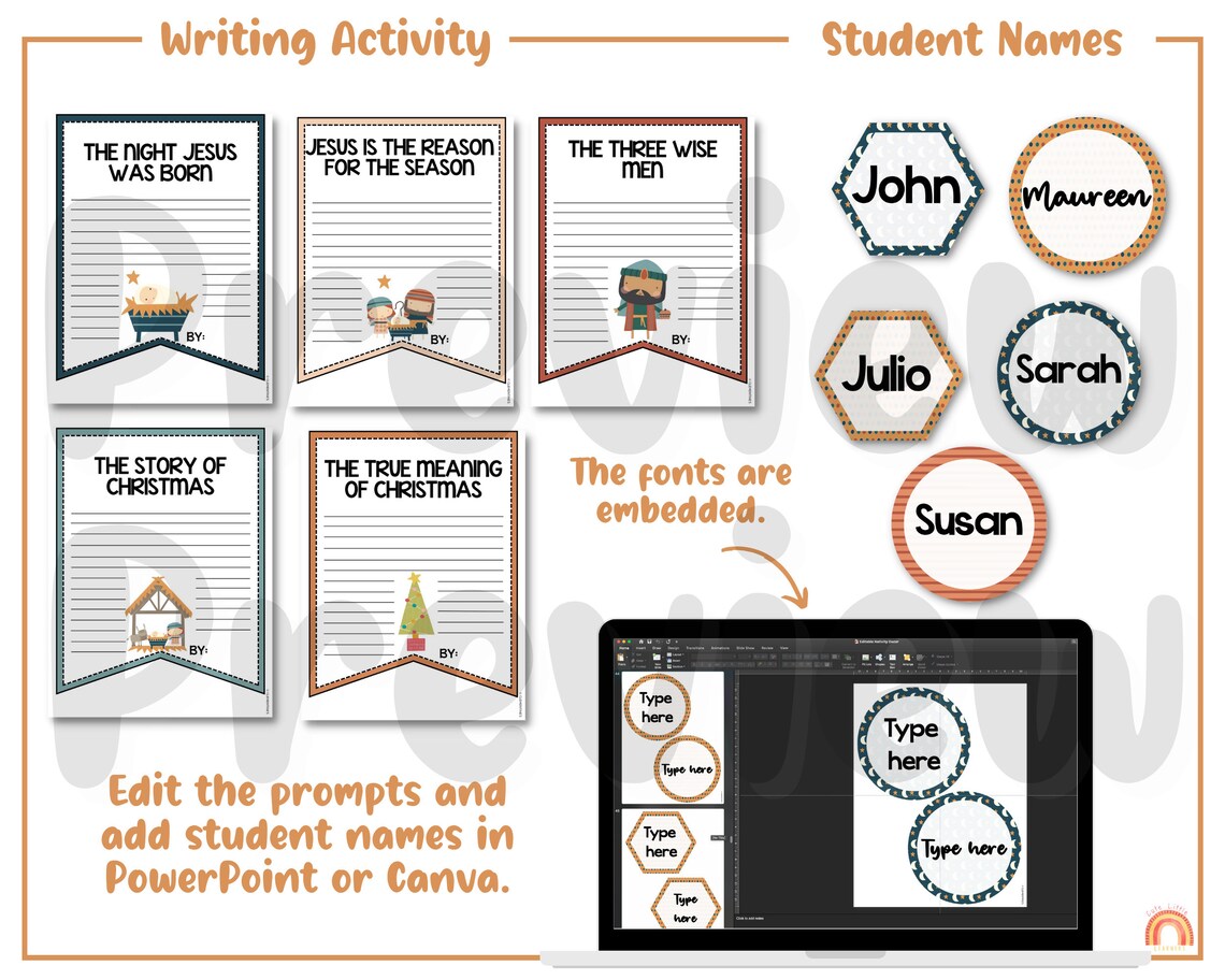 Nativity Bulletin Board & Classroom Decor Kit Editable - Etsy