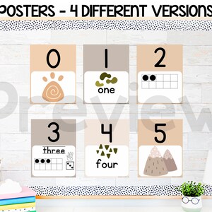 Boho-dinosaurs Number Posters for Bulletin Boards & Classroom Decor ...