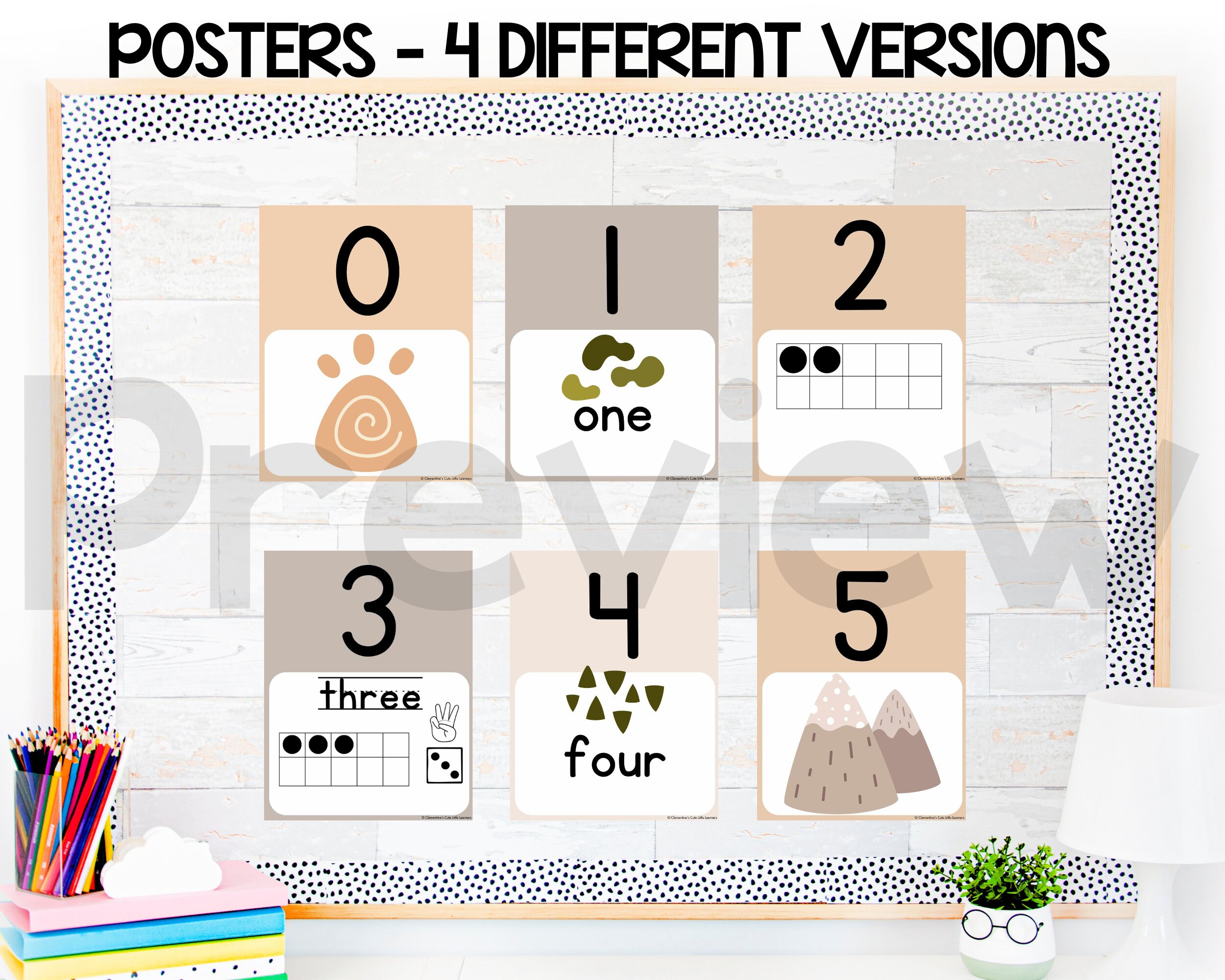 Boho-dinosaurs Number Posters for Bulletin Boards & Classroom - Etsy
