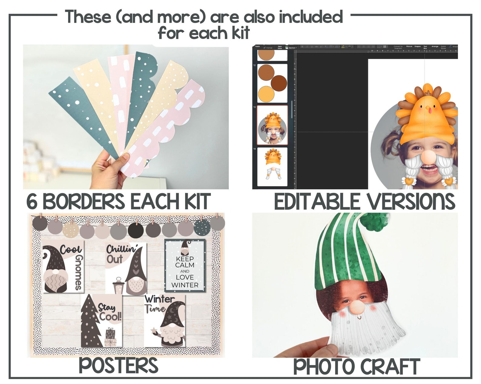 Gnomes Decor Kits Bundle, Year-round Classroom Decor Bundle, Editable ...