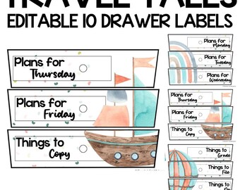 Editable 10 Drawer Rolling Cart Labels Set Busy Bee Themed Editable ...