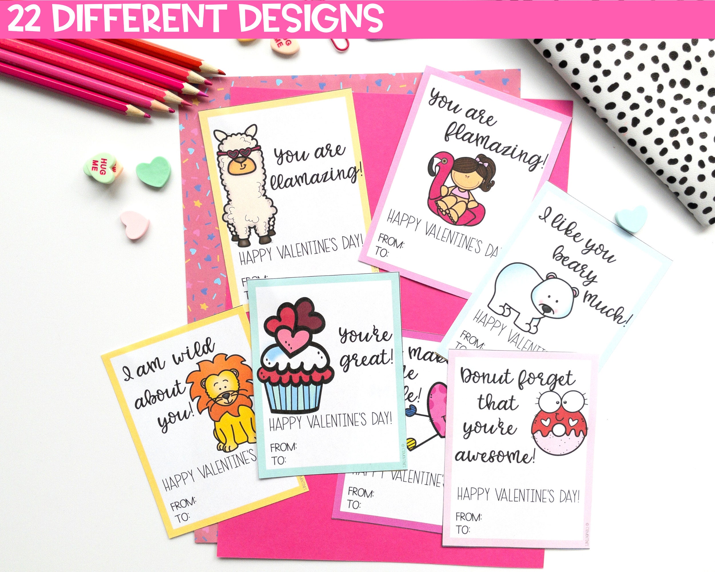 Printable Valentine's Day Cards for Kids Digital and Printable Editable ...