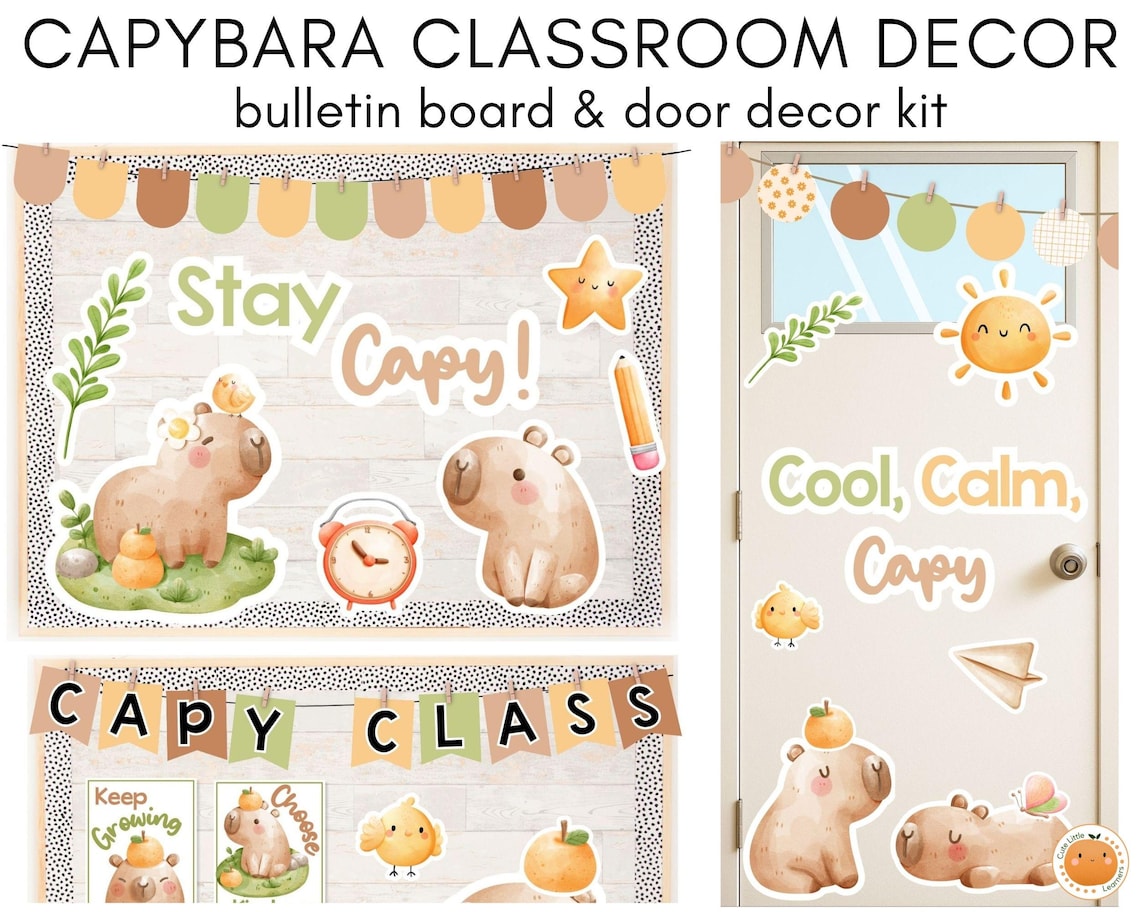 Capybara Classroom Decor Kit | Editable Bulletin Board Set With Posters ...