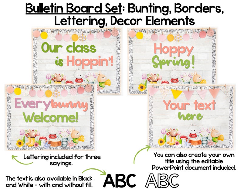 Spring Bunny Classroom Decor Bundle Bulletin Board Posters - Etsy