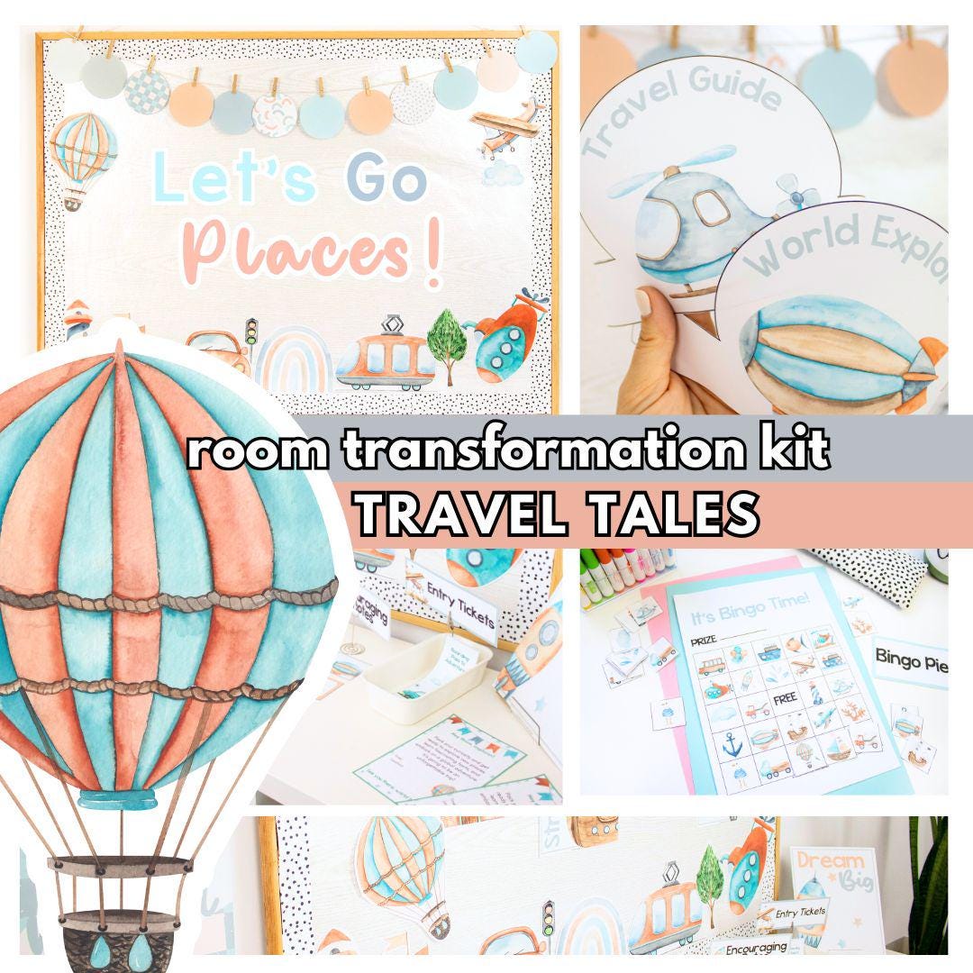 Travel Classroom Makeover Kit | Bulletin Board Decor and Motivational ...