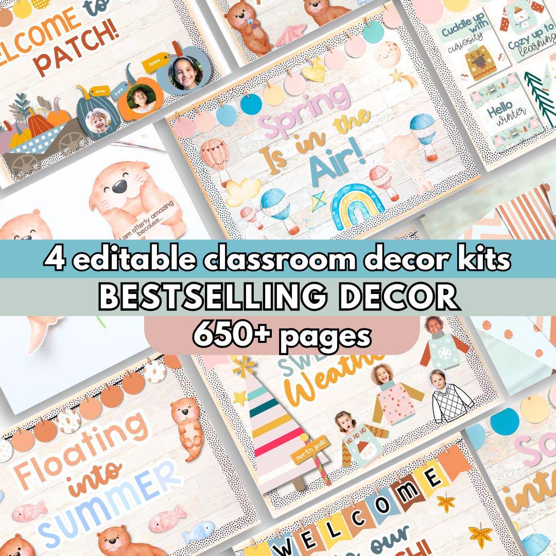 Year-round Bulletin Board Kits Bundle, Bestselling Editable Classroom ...