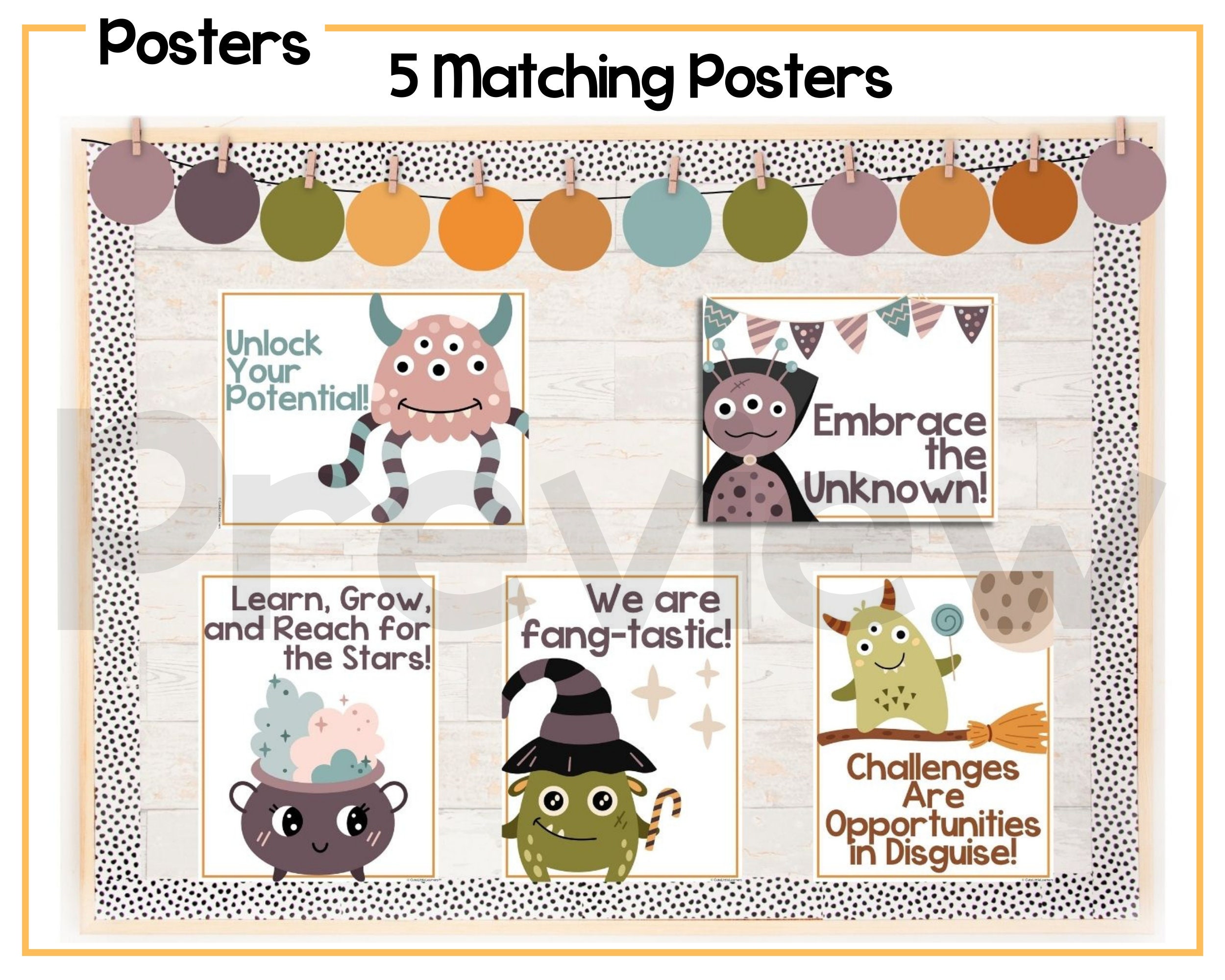 Cute Halloween Monsters Classroom Decor Bulletin Board Door - Etsy