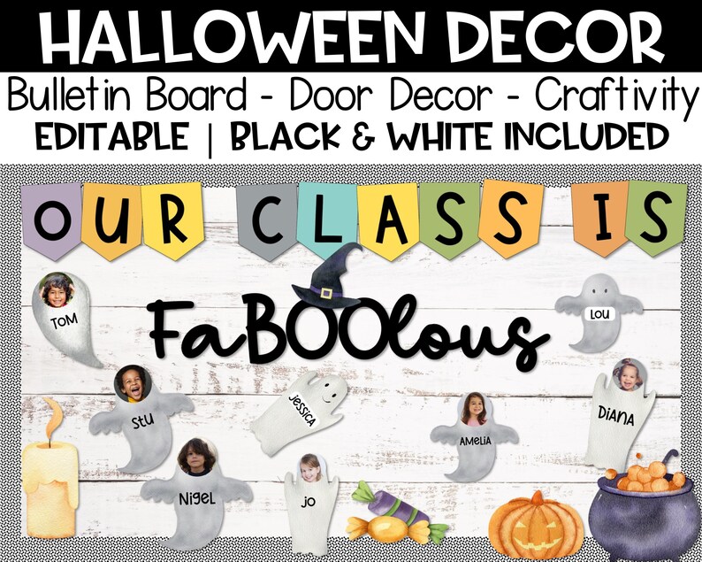 Halloween Ghost Bulletin Board & Classroom Decor Editable - Etsy