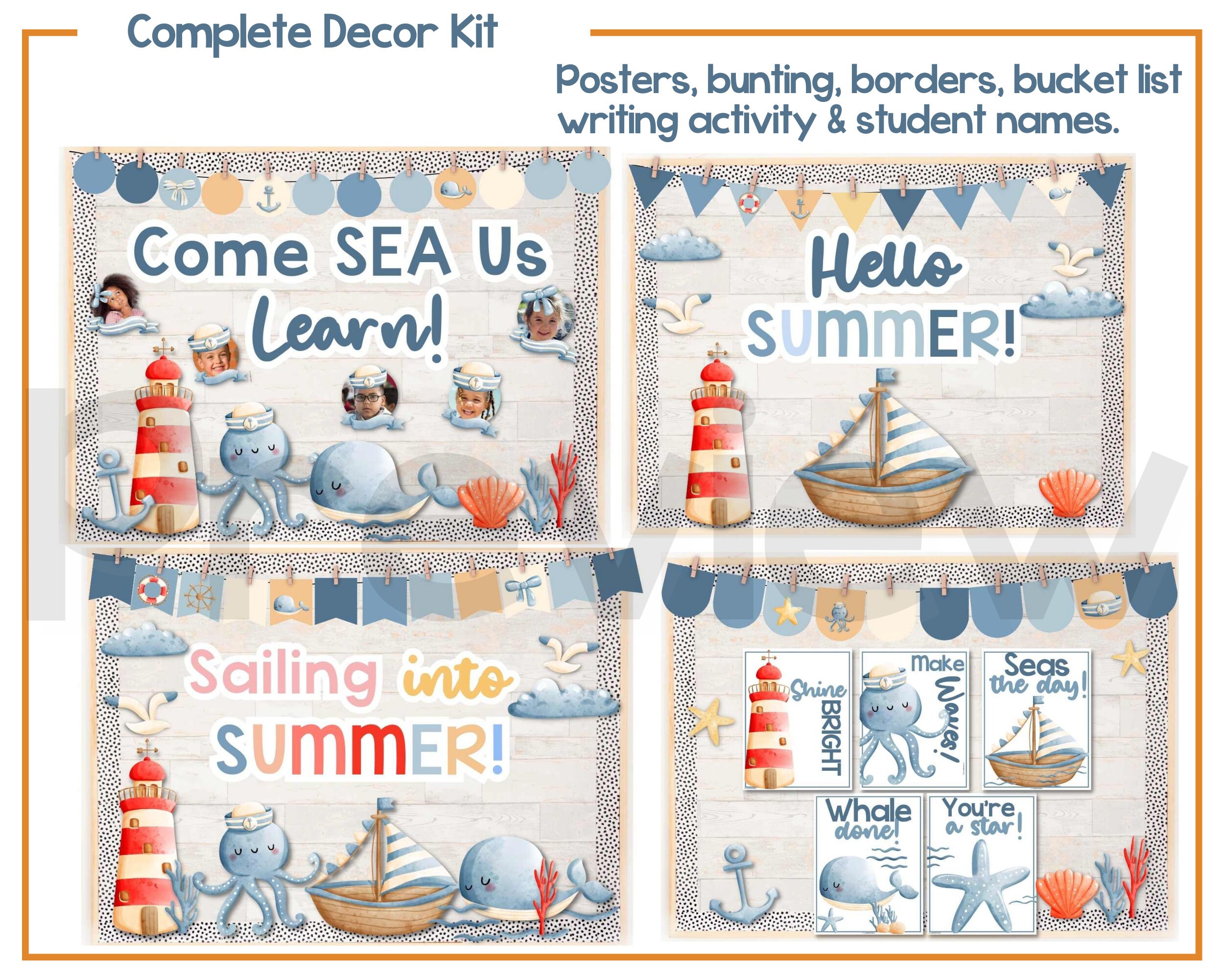 End of Year / Summer Nautical Bulletin Board & Classroom Decor ...