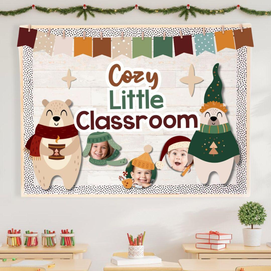 Cozy Winter Classroom Decor, Door Decor & Bulletin Board, Photo Craft ...