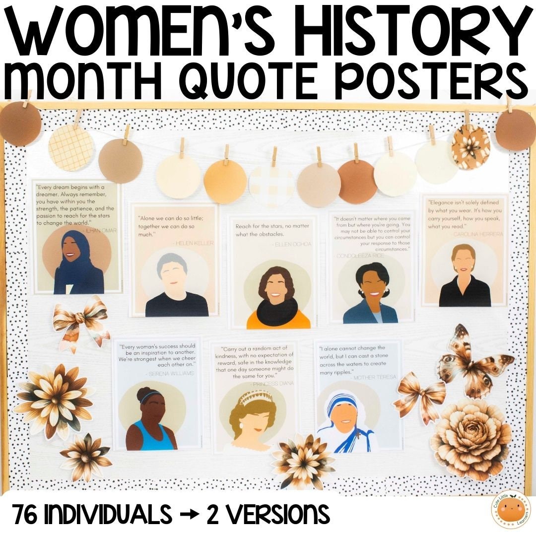 Women's History Month Quote Posters for Bulletin Board, Motivational ...