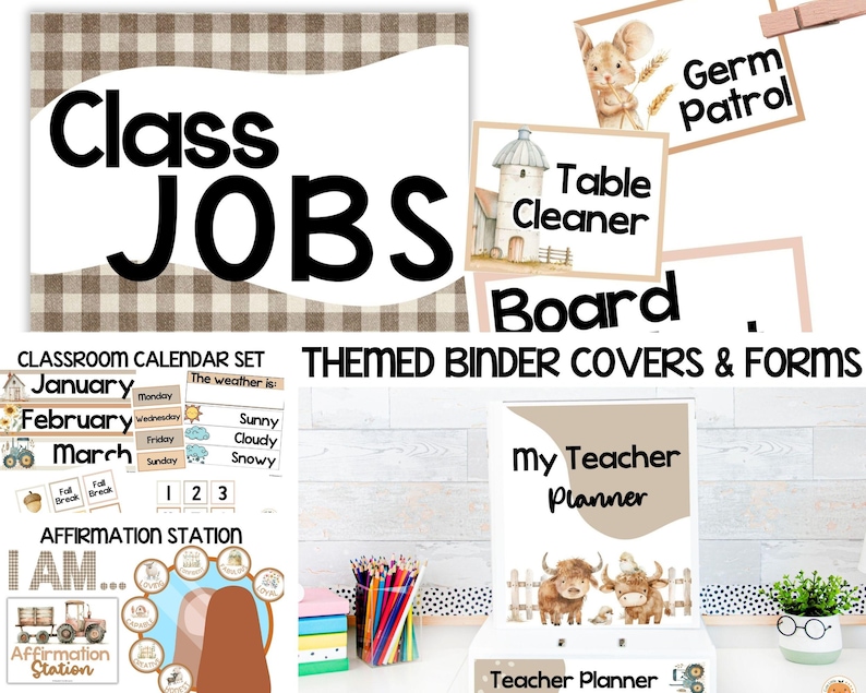Calm Farm Editable Classroom Decor Bundle, Bulletin Board Ideas, Back ...