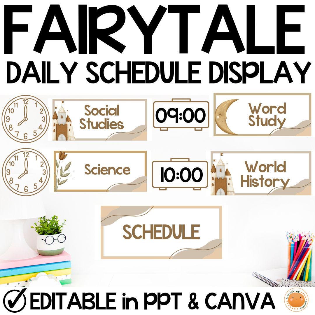 Classroom Schedule Display Set Fairytale Themed, Printable Classroom ...