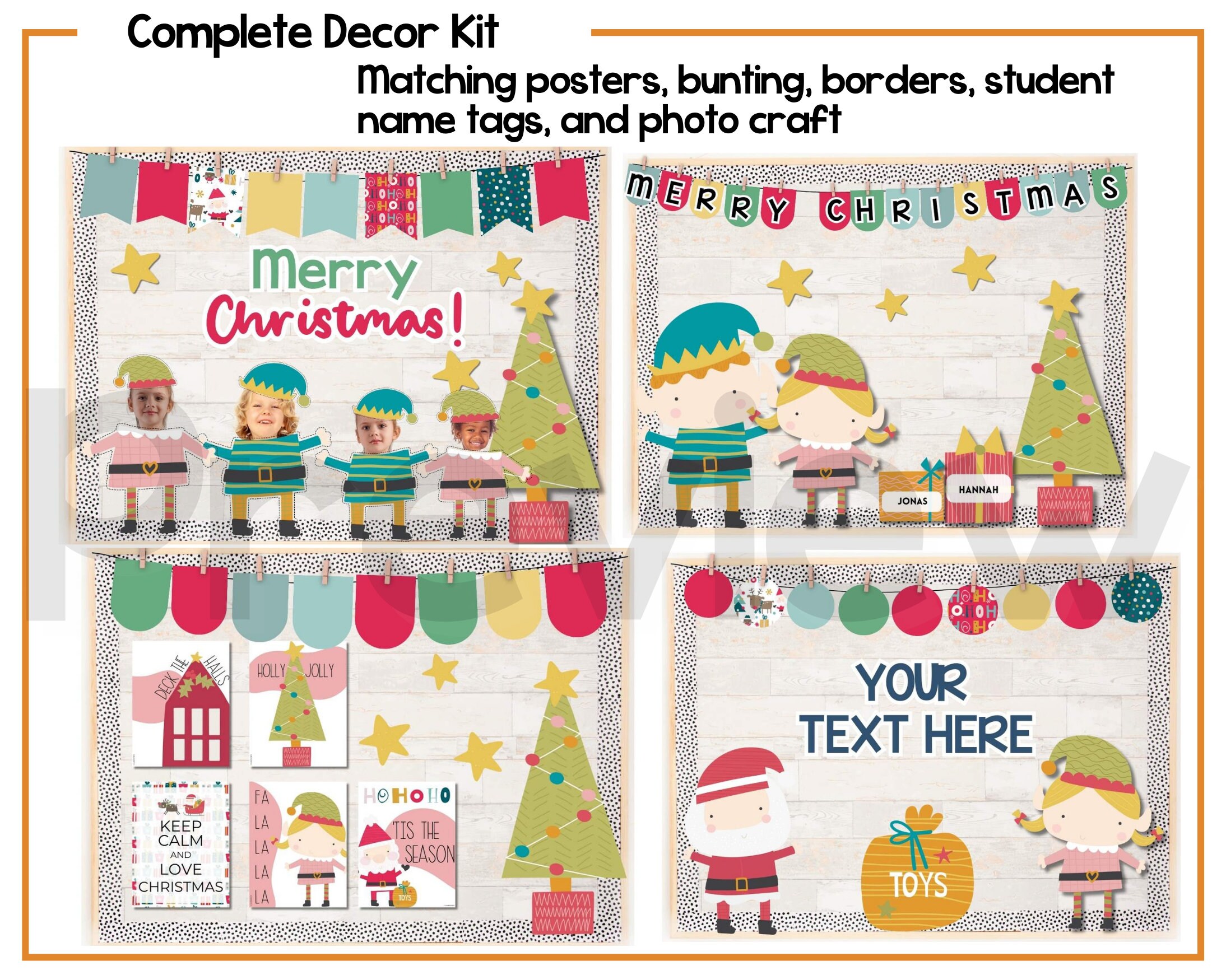 Christmas and Winter Elves Bulletin Board & Classroom Decor Kit ...