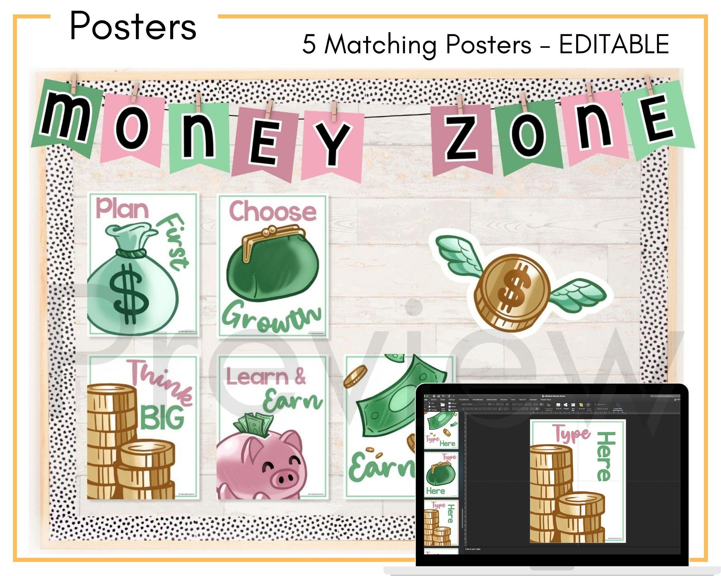 Money Classroom Decor Kit, Editable Posters, Bunting, Name Tags - Etsy