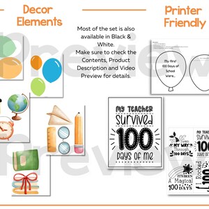 100 Days of School Class Decor, Editable Balloon Craft, Bulletin Board ...