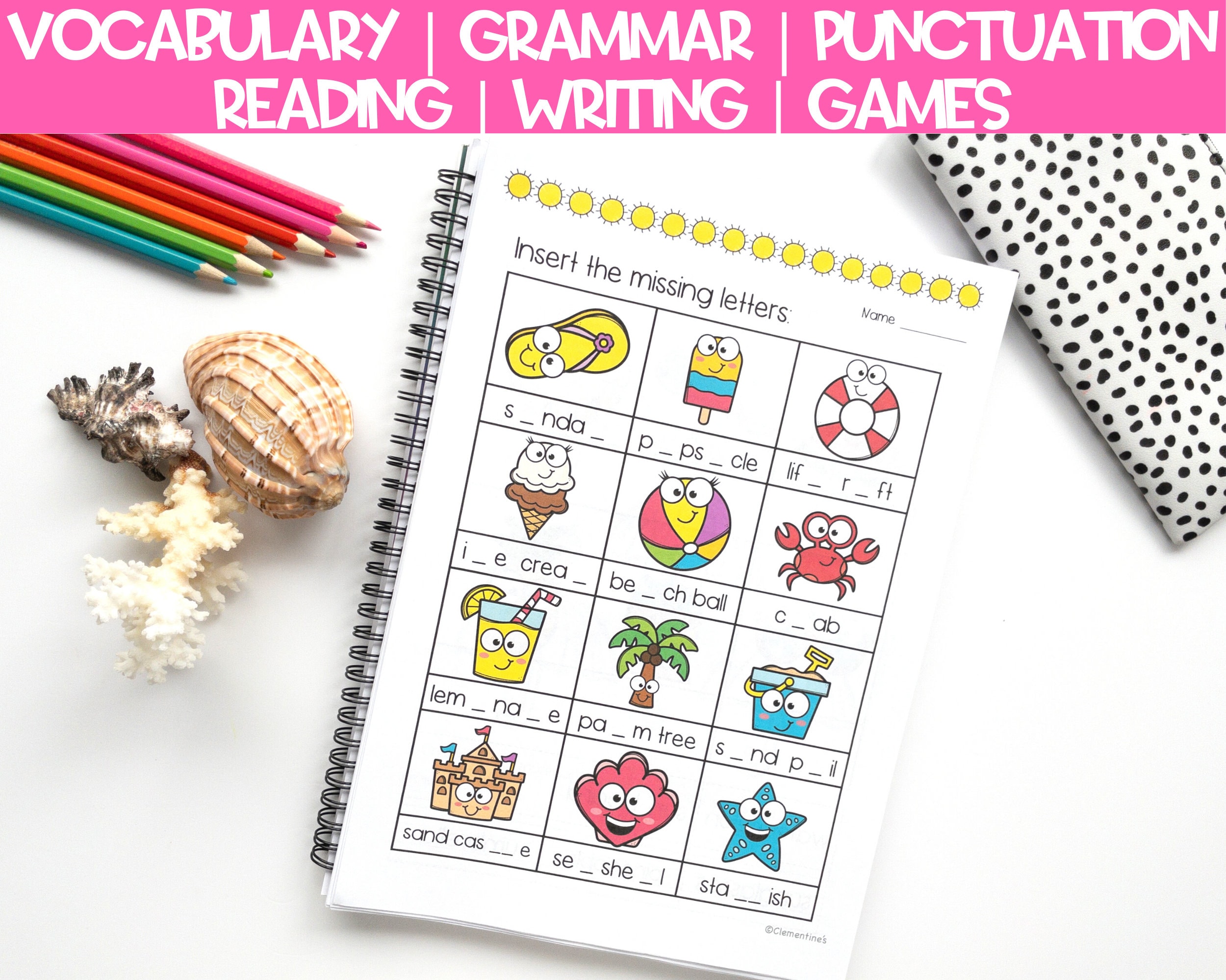 Printable Summer Packet Summer ELA Worksheets for Summer School or ...