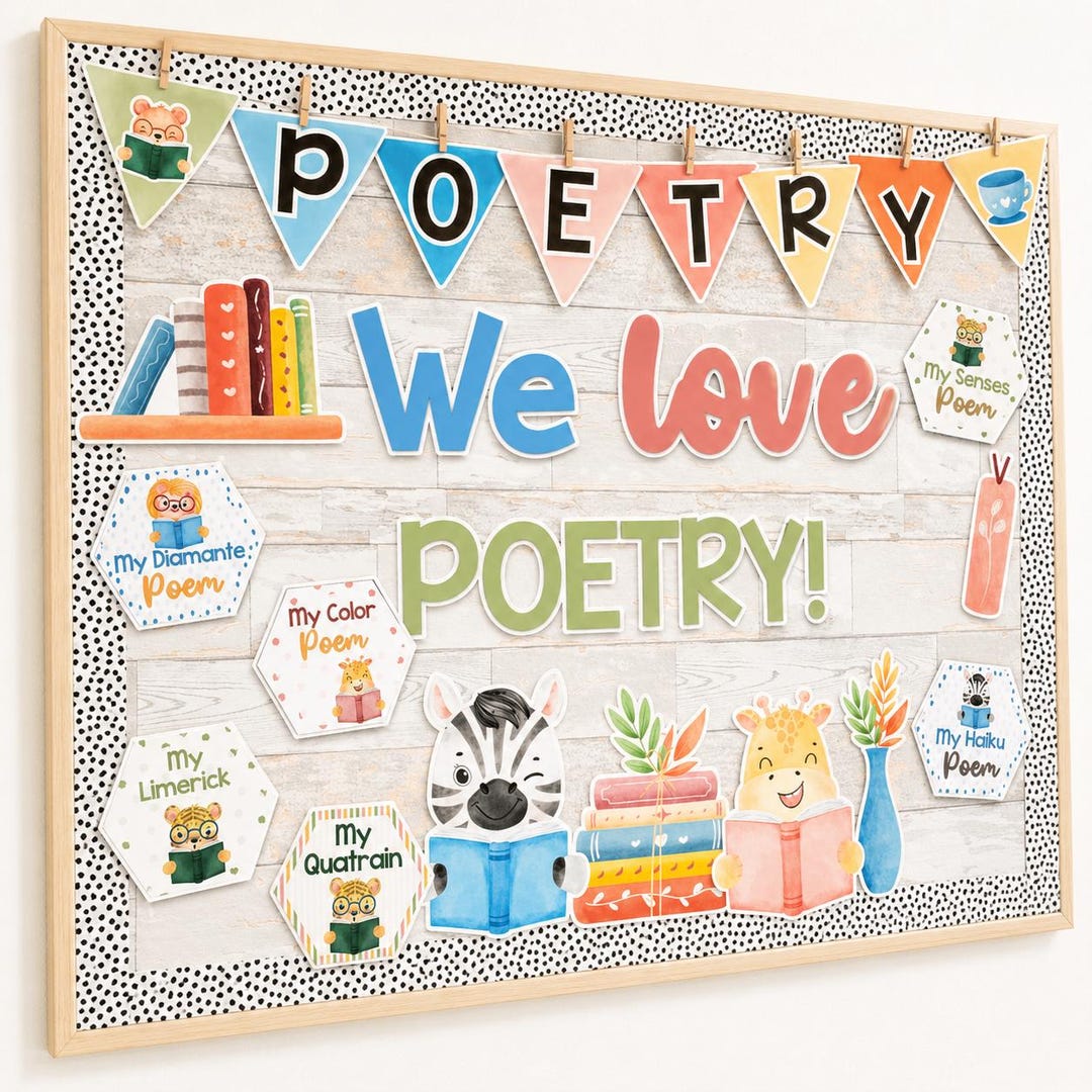 Poetry Bulletin Board – Interactive Classroom Decor With Editable ...
