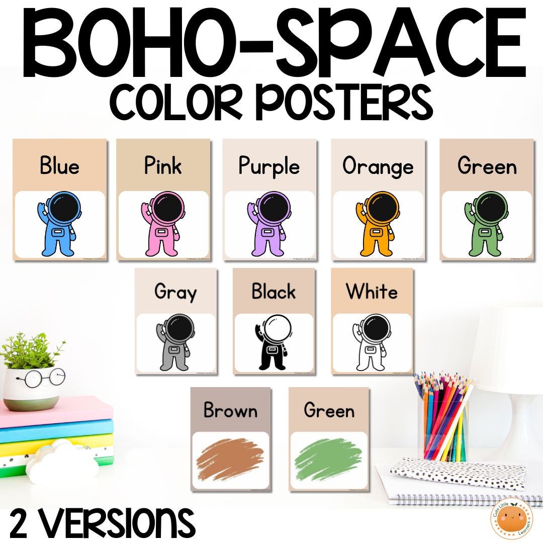 Boho Space Themed Color Posters for Bulletin Boards and Classroom Decor ...