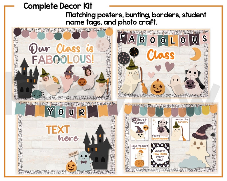 Halloween Ghost Bulletin Board & Classroom Decor Editable Versions ...