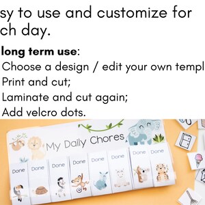 Printable Chore Charts Jungle Safari Themed, Editable Visual Schedule ...