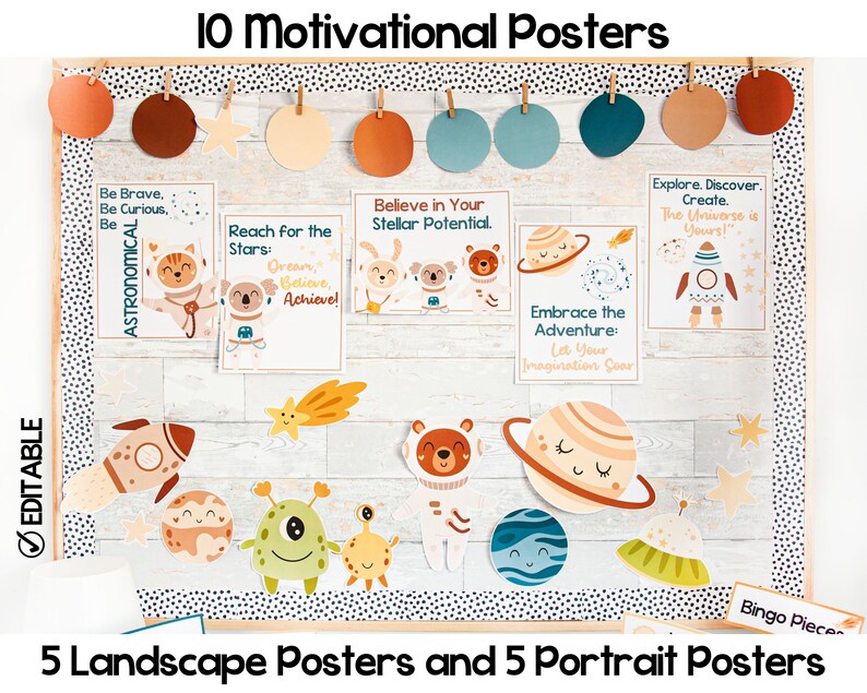Boho Space Classroom Makeover Kit – Editable Bulletin Board & Class ...