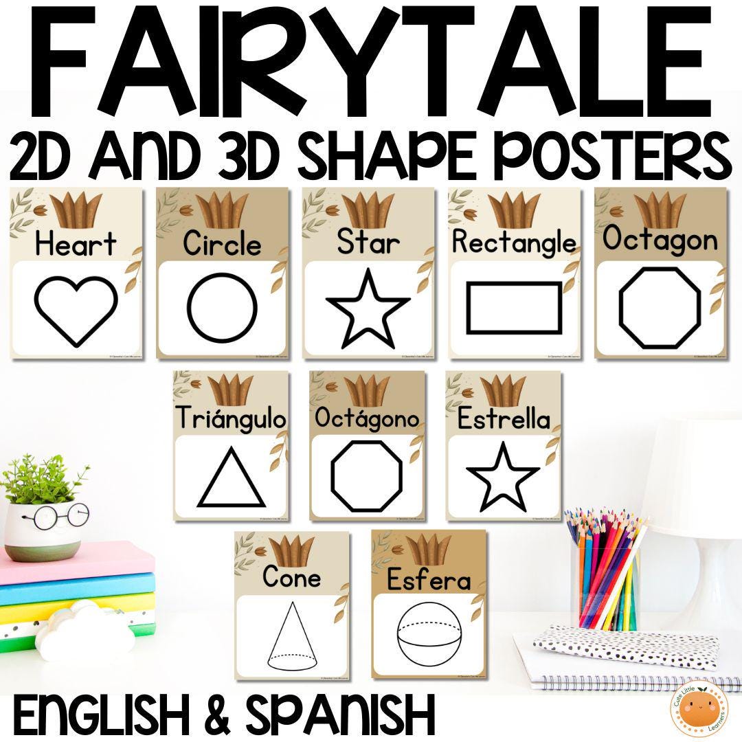 Fairytale Themed 2D & 3D Shape Posters for Classroom Decor and Bulletin ...