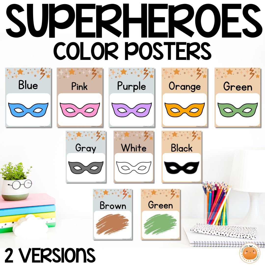 Superheroes Themed Color Posters for Bulletin Boards and Classroom ...