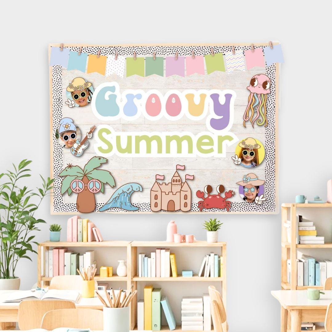 Retro End of Year / Summer Bulletin Board Idea & Printable Classroom ...