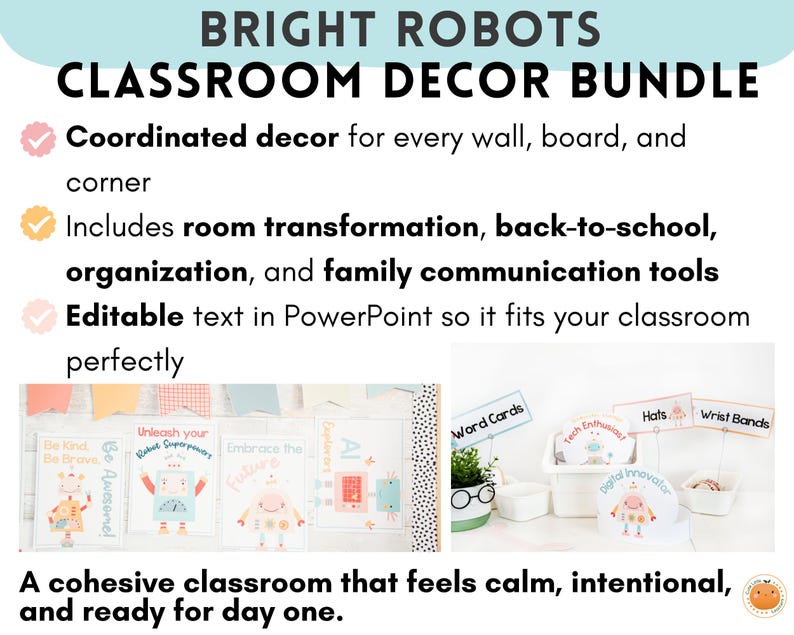 Robot Classroom Decor Bundle, Editable Bulletin Board Idea, Easy ...
