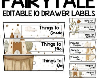 Editable 10 Drawer Rolling Cart Labels Set Busy Bee Themed Editable ...