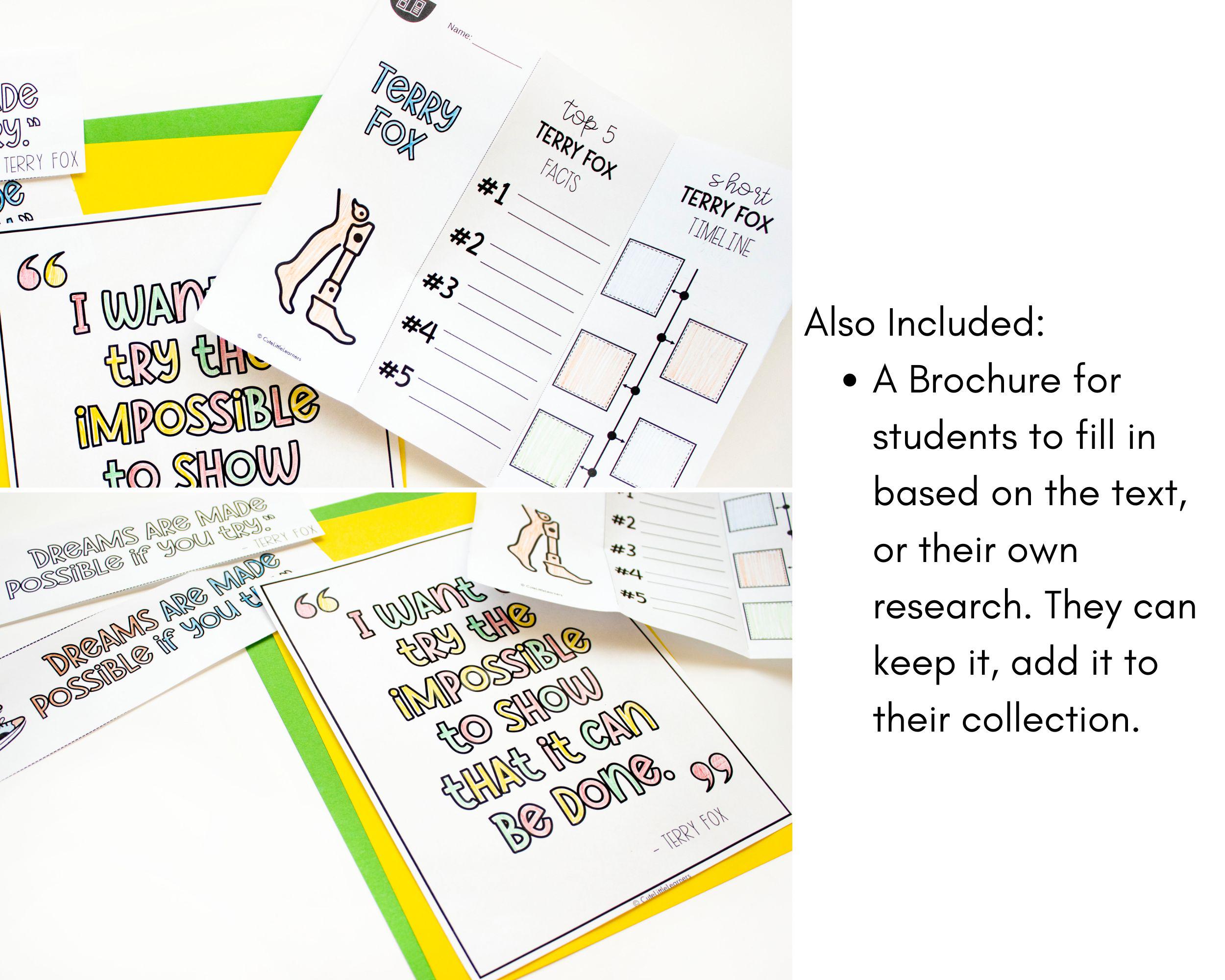 Terry Fox Biography Pack, Printable Reading Comprehension, Poster ...