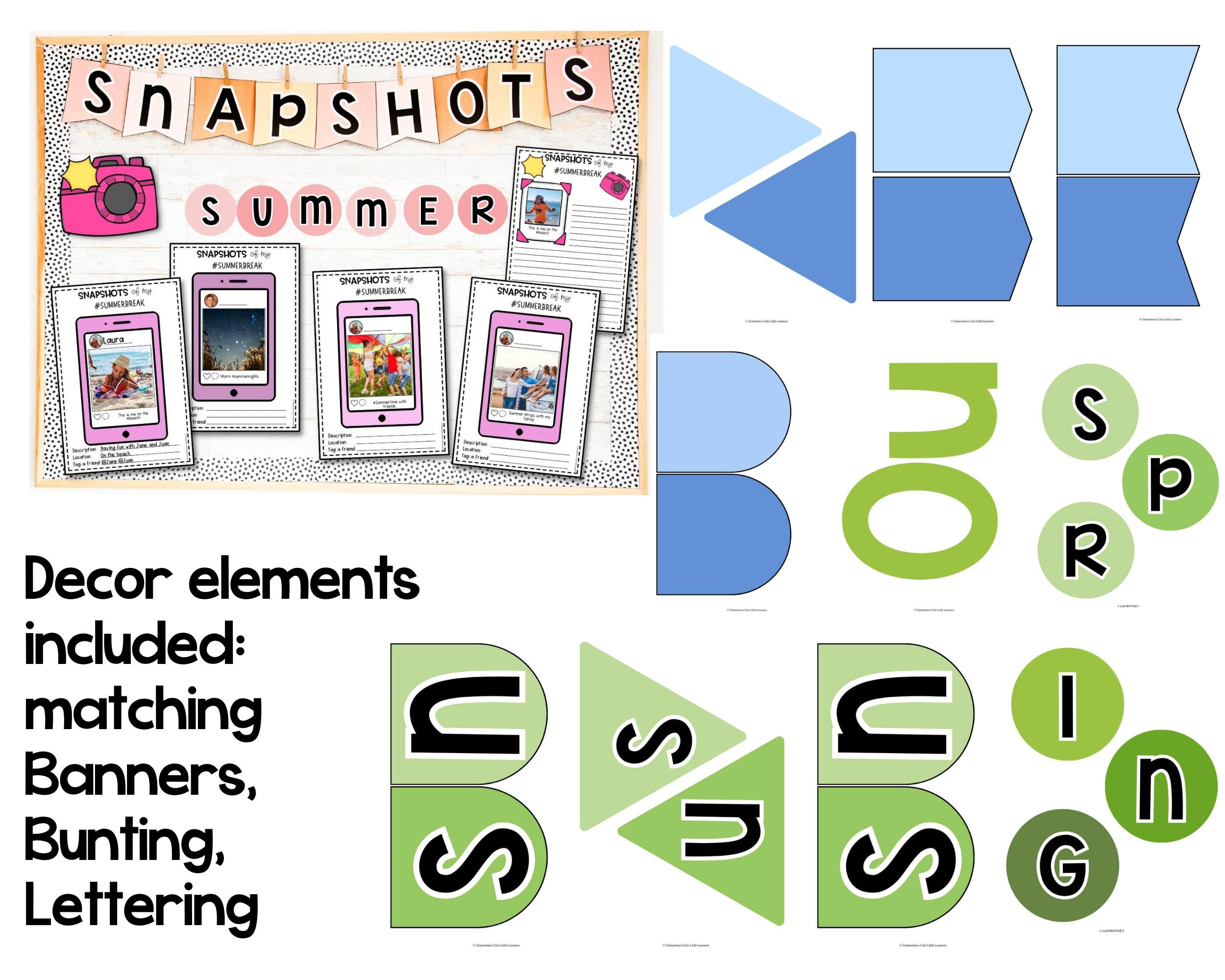 Year Round Differentiated Writing, Decor Elements for Bulletin Boards ...