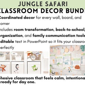 Jungle Classroom Decor Bundle, Editable Bulletin Board Idea, Back to ...