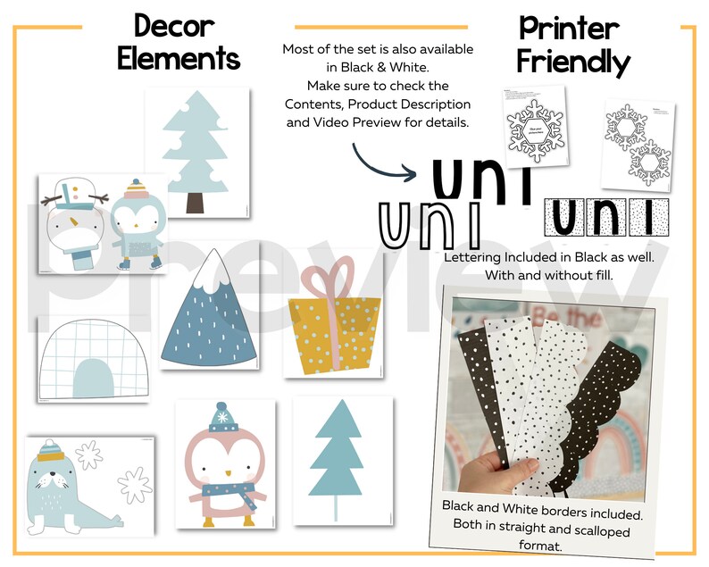Snowflake Winter Bulletin Board & Classroom Decor Kit Editable Being ...