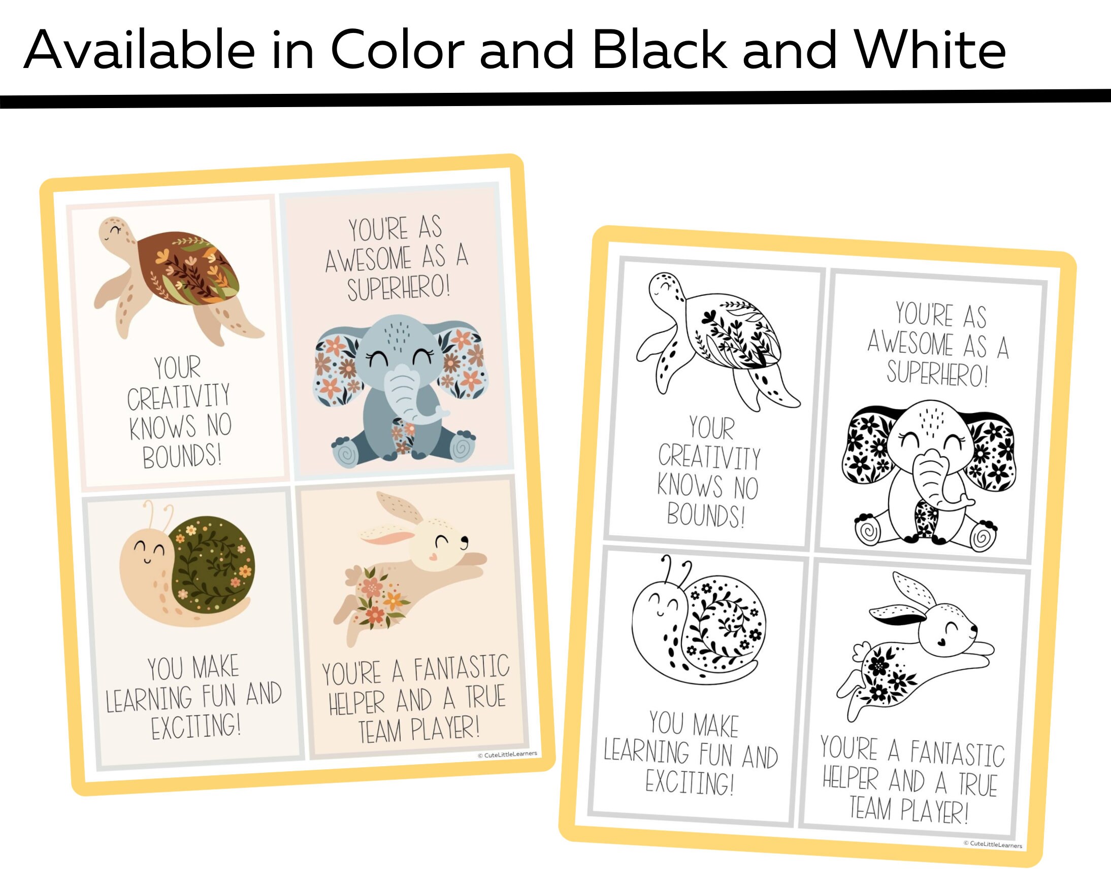 Editable Compliment Cards Kindness and Gratitude - Etsy